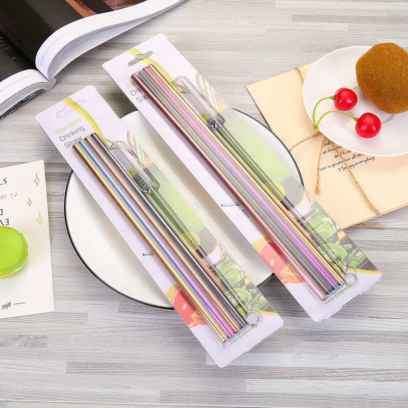 Metal straws with simple blister packaging