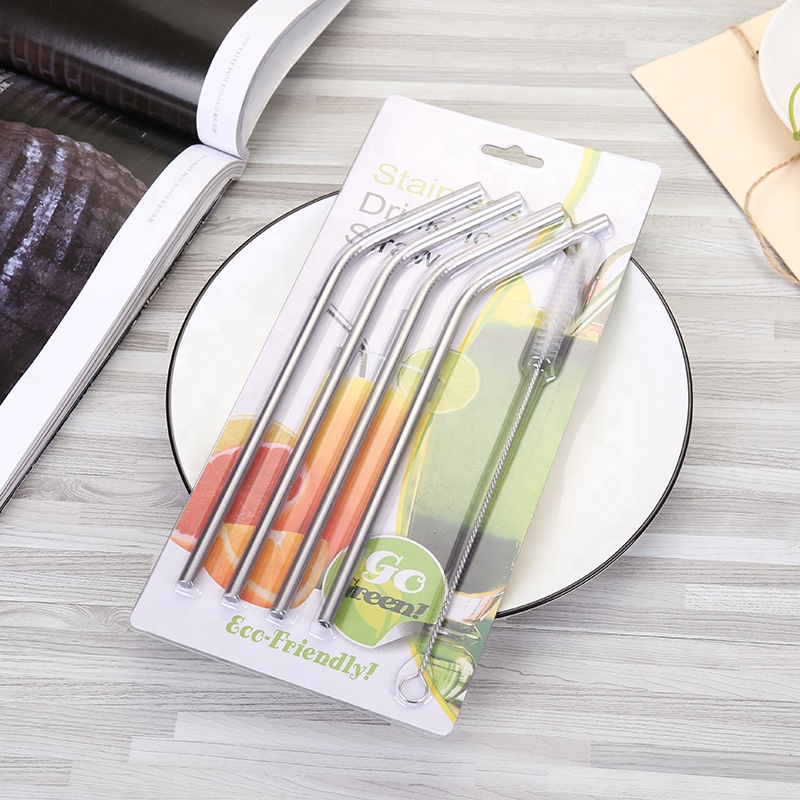 Metal straws with simple blister packaging